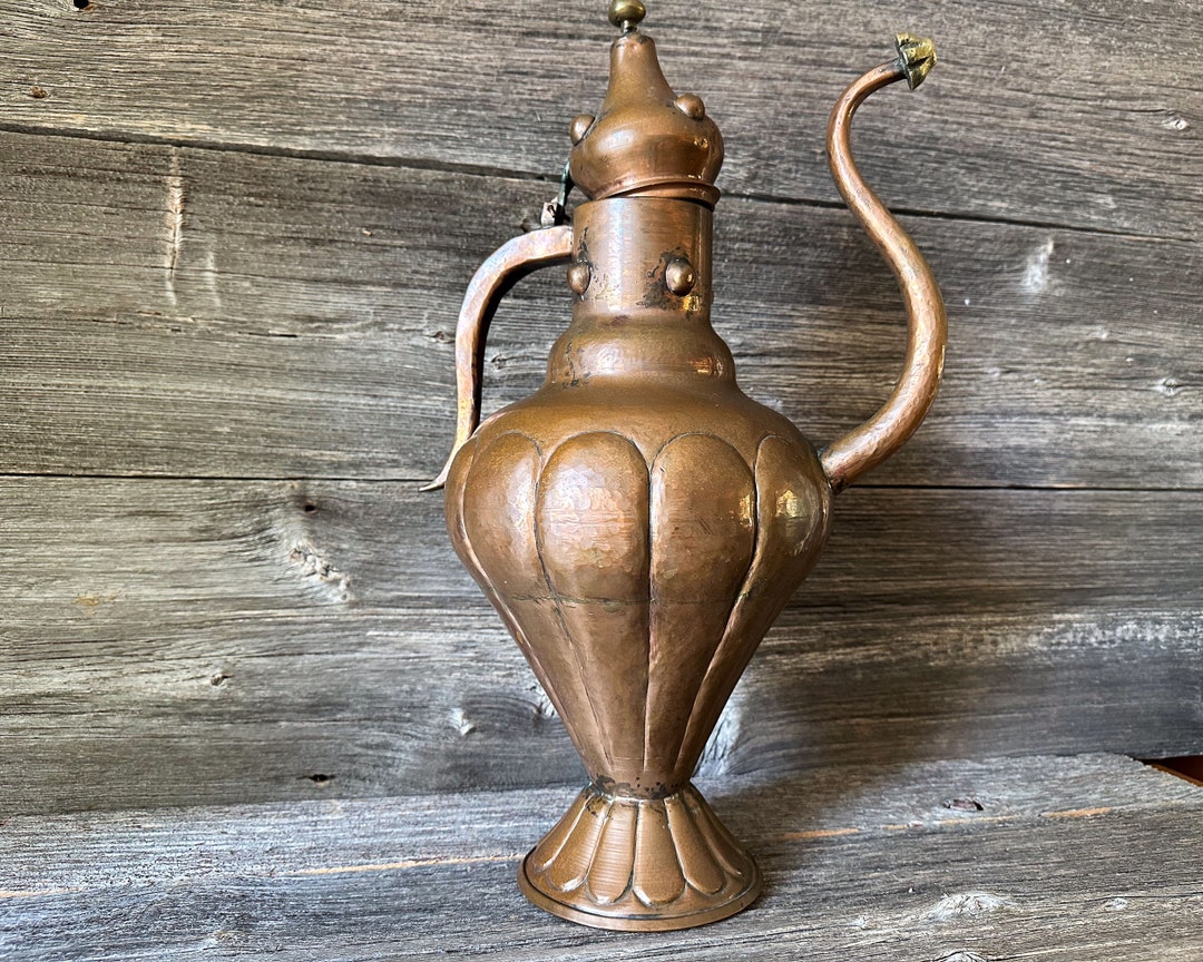 Vintage Large Turkish Copper Water Pitcher or Tea Pot, Unique Copper ...