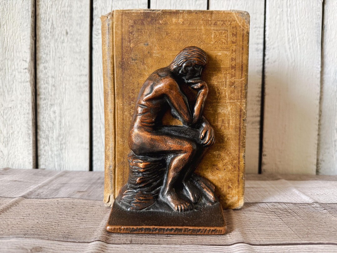 Copper Thinking Man Heavy Weight Bookends, Vintage Bookend Set, French ...