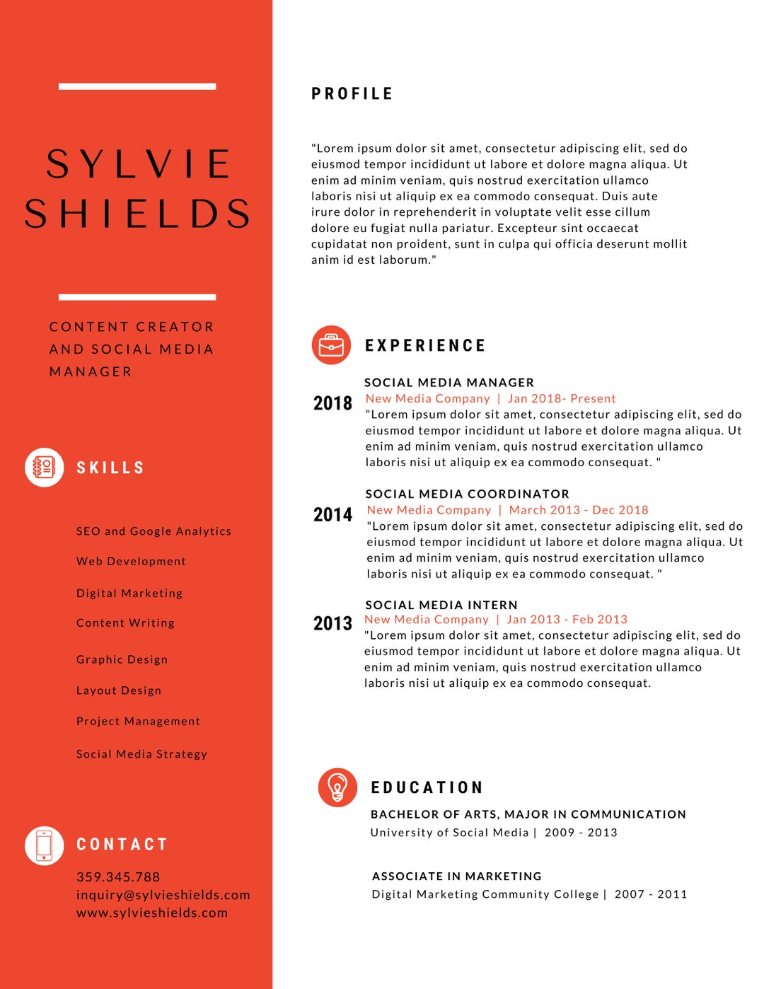 Modern Resume Template | Best Resume for Content Creators - Etsy