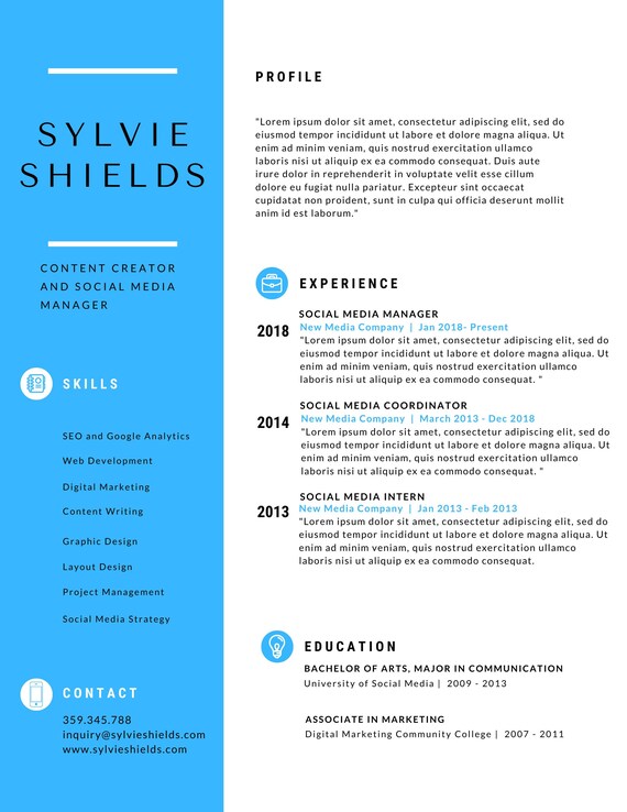 Modern Resume Template Unique Resume Colorful Resume - Etsy