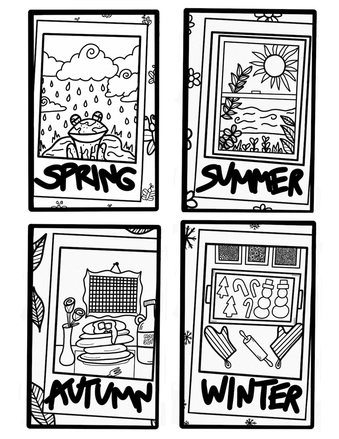 Seasonal Printable Colouring Page Bundle - Etsy