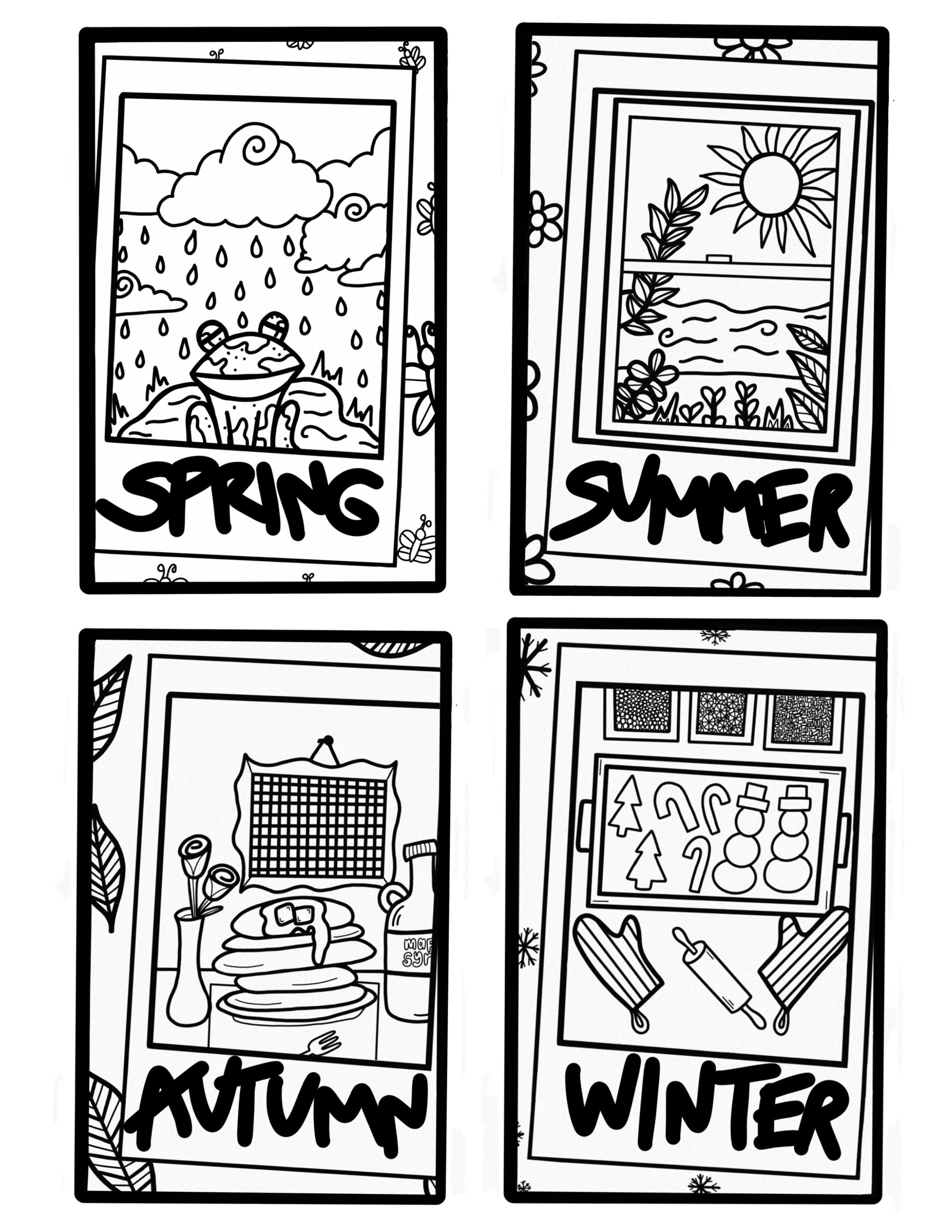 Seasonal Printable Colouring Page Bundle - Etsy