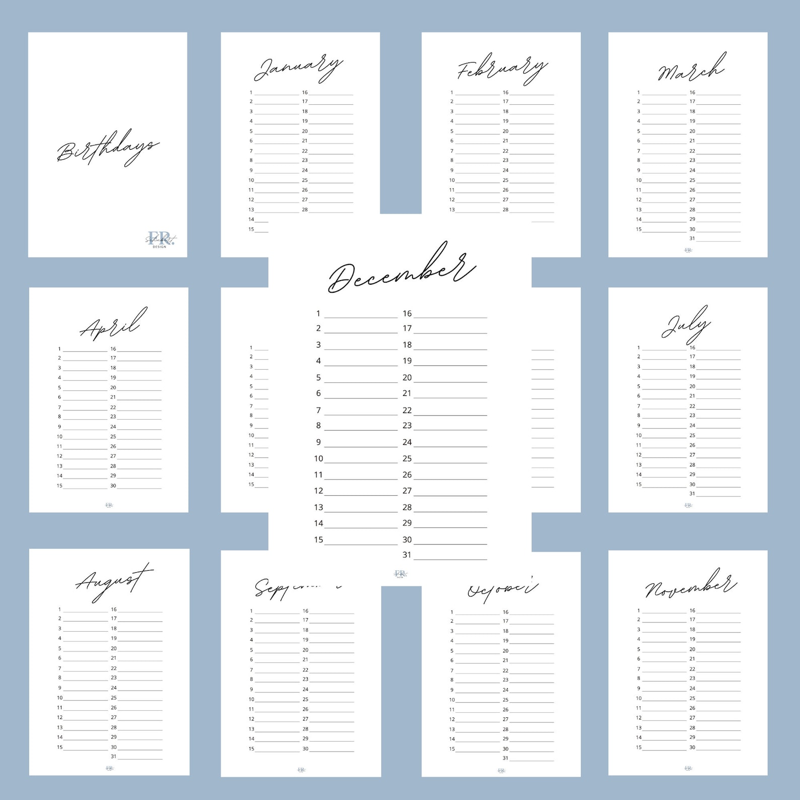 Printable Perpetual Calendar A4 // Printable Birthday Calendar ...