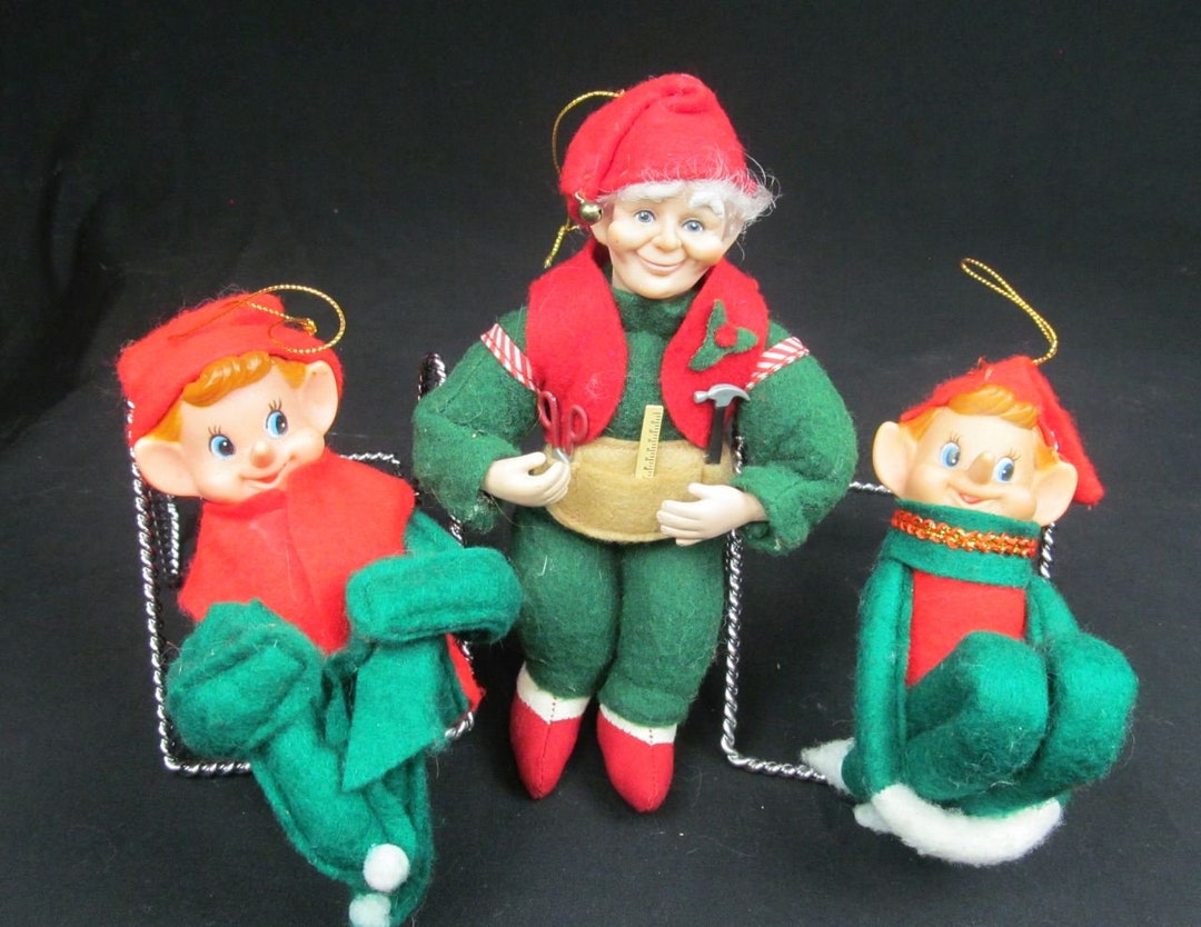 Three Santa Elf Helpers 2 Are Shelf Sitters 1 Workshop Elf - Etsy