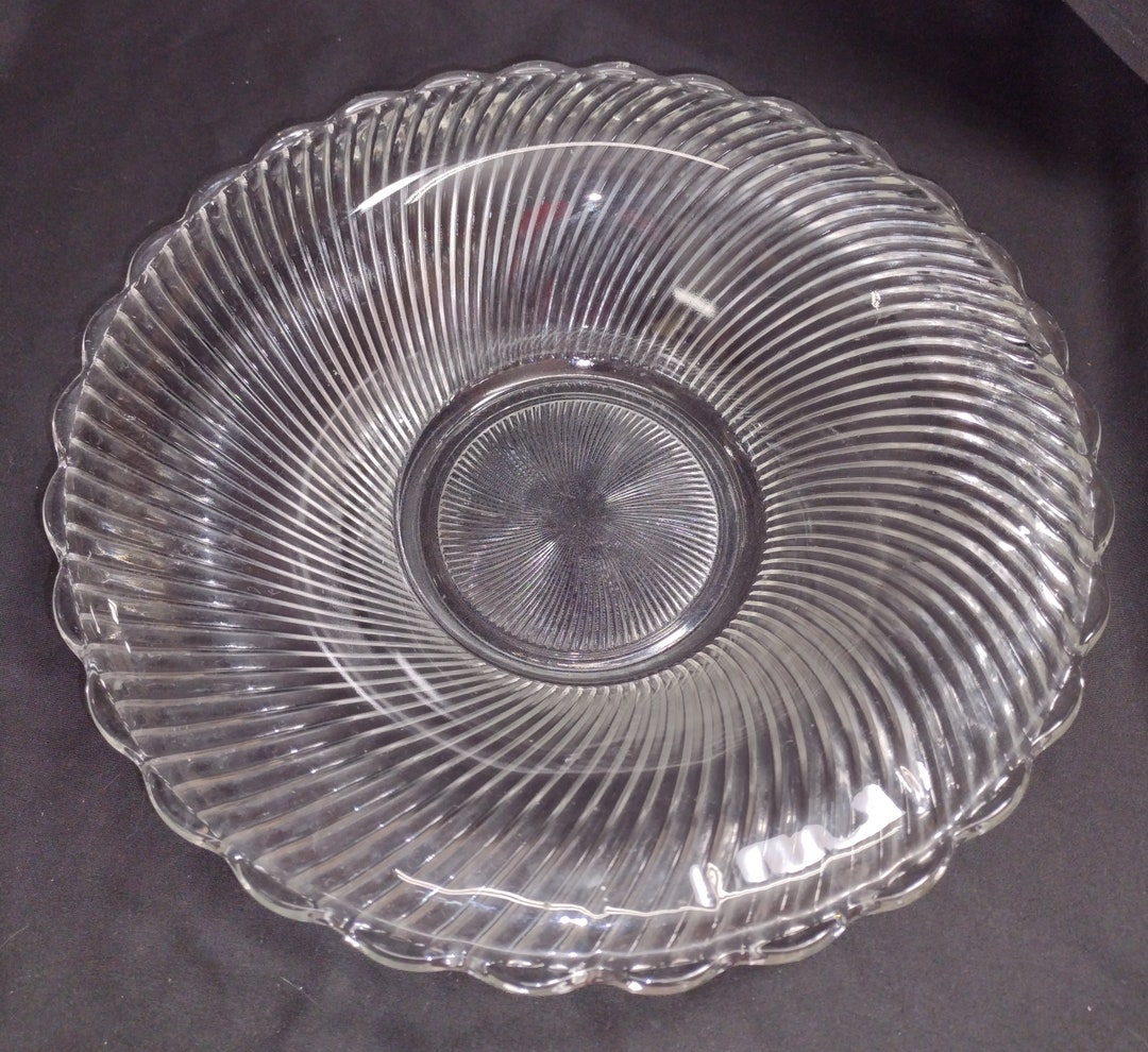 Vintage Swirl Clear Glass Console Bowl - Etsy