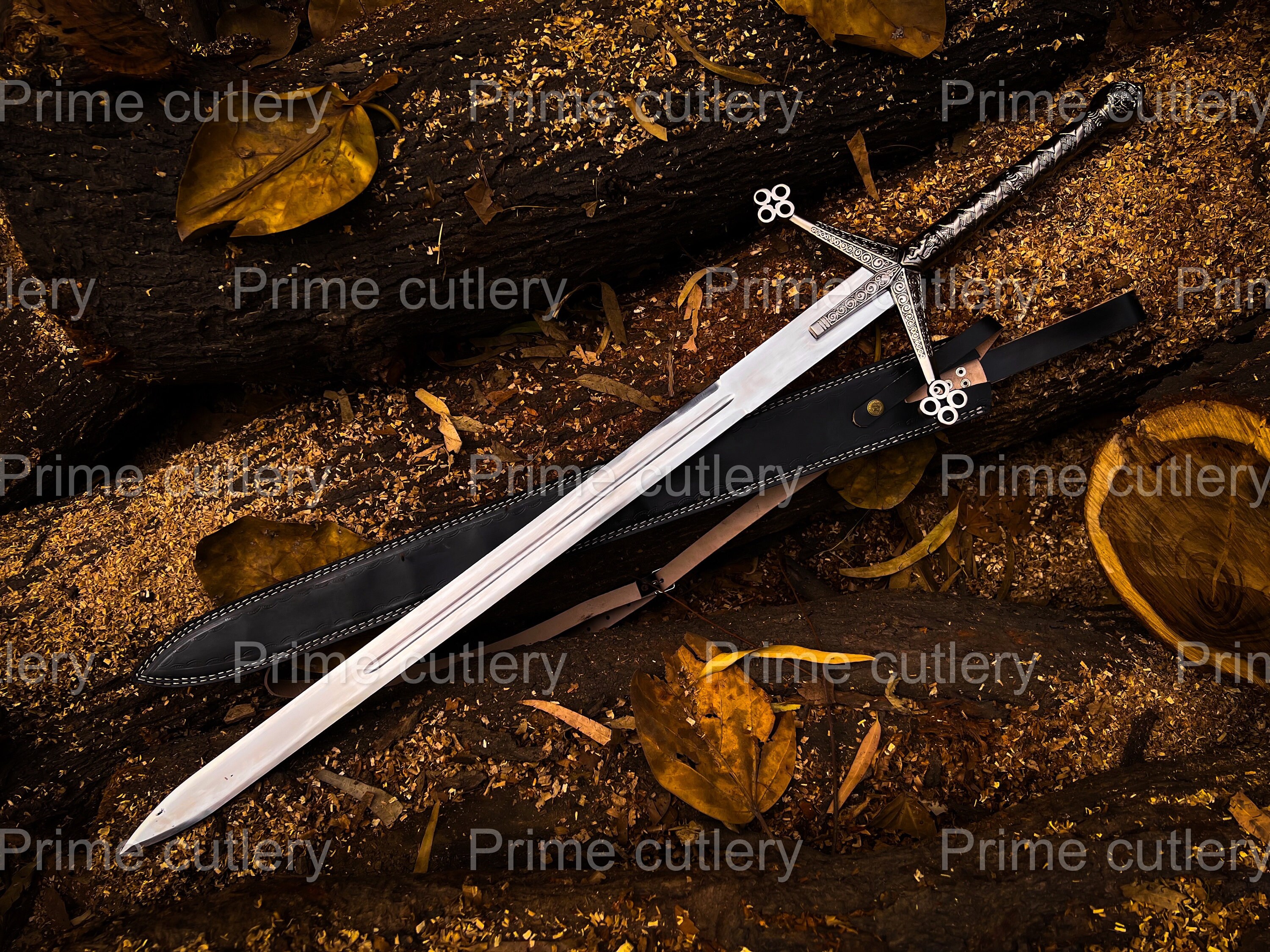Handmade Scottish Claymore Sword J2 Steel Highland Claymore Black ...