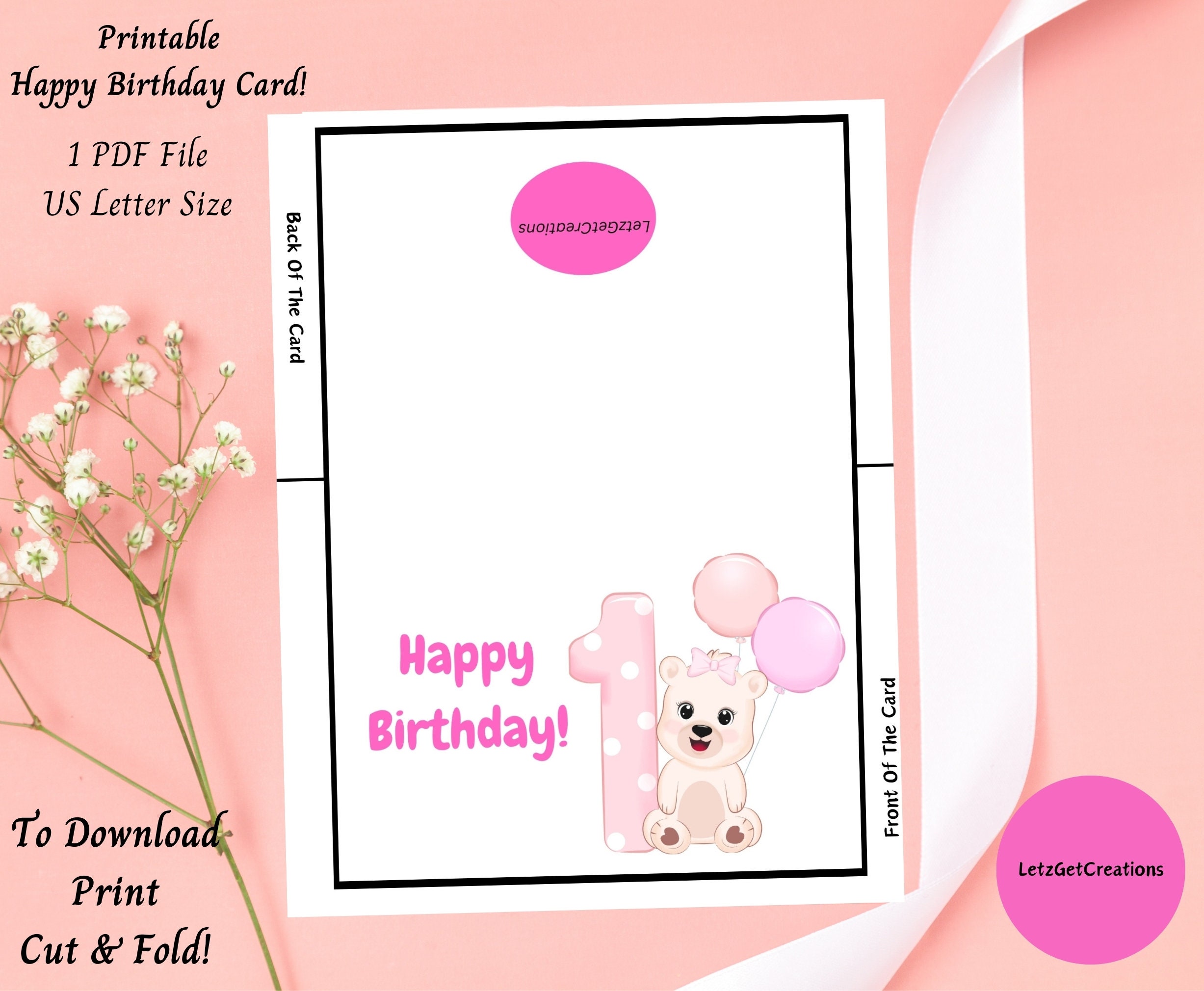 Printable Birthday Greeting Card Instant Download 7x5 Inch Card for ...