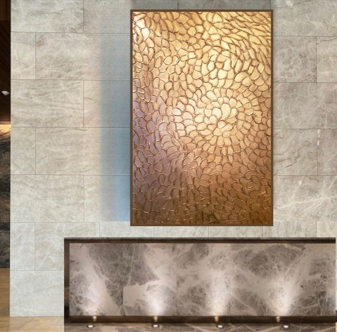 Large Abstract Textured Gold Wall Art, Abstract Bronze Gold Painting ...
