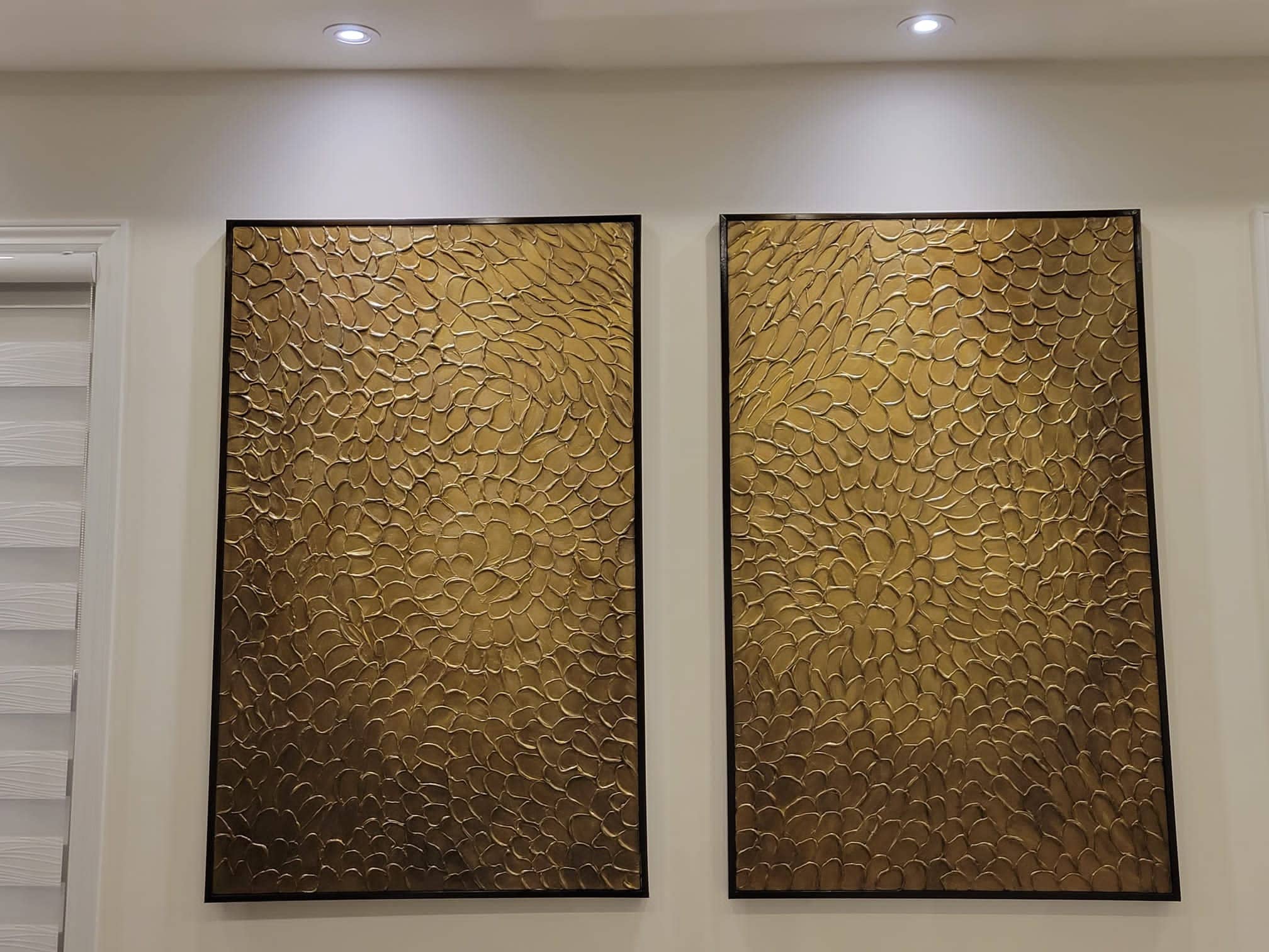 Large Abstract Textured Gold Wall Art, Abstract Bronze Gold Painting ...