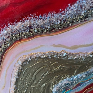 Bright Colourful Modern Abstract Wall Art Red Rust Textured Painting ...