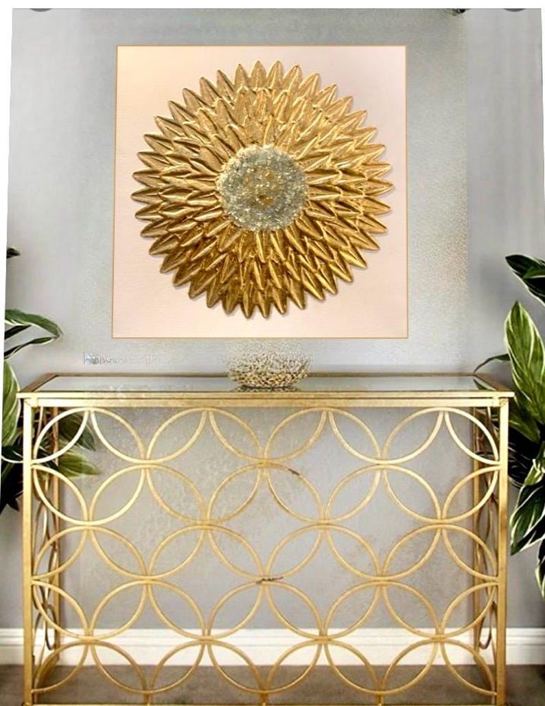 Large White Gold Square Painting,white Gold Textured Wall Art With ...