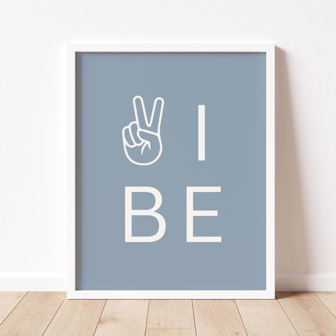 Blue and White Boy Room Decor Peace Sign Fun Wall Art Brothers Playroom ...