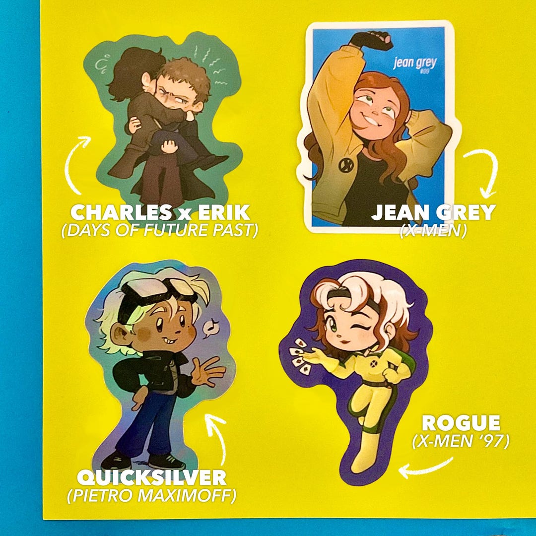 X-men Assorted Mutants Stickers (cherik, Jean Grey, Quicksilver, Rogue ...