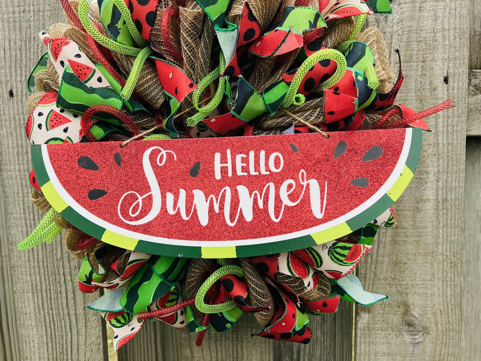Hello Summer Watermelon Wreath Melon Decor Front Door Etsy