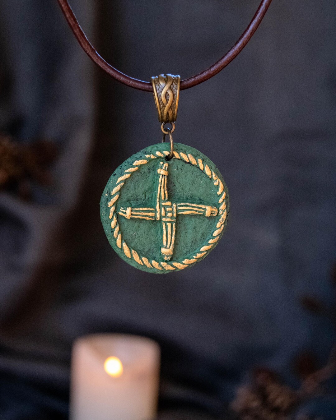 Imbolc Medallion Pendant, Brigid's Cross Sculpture in Polymer Clay - Etsy