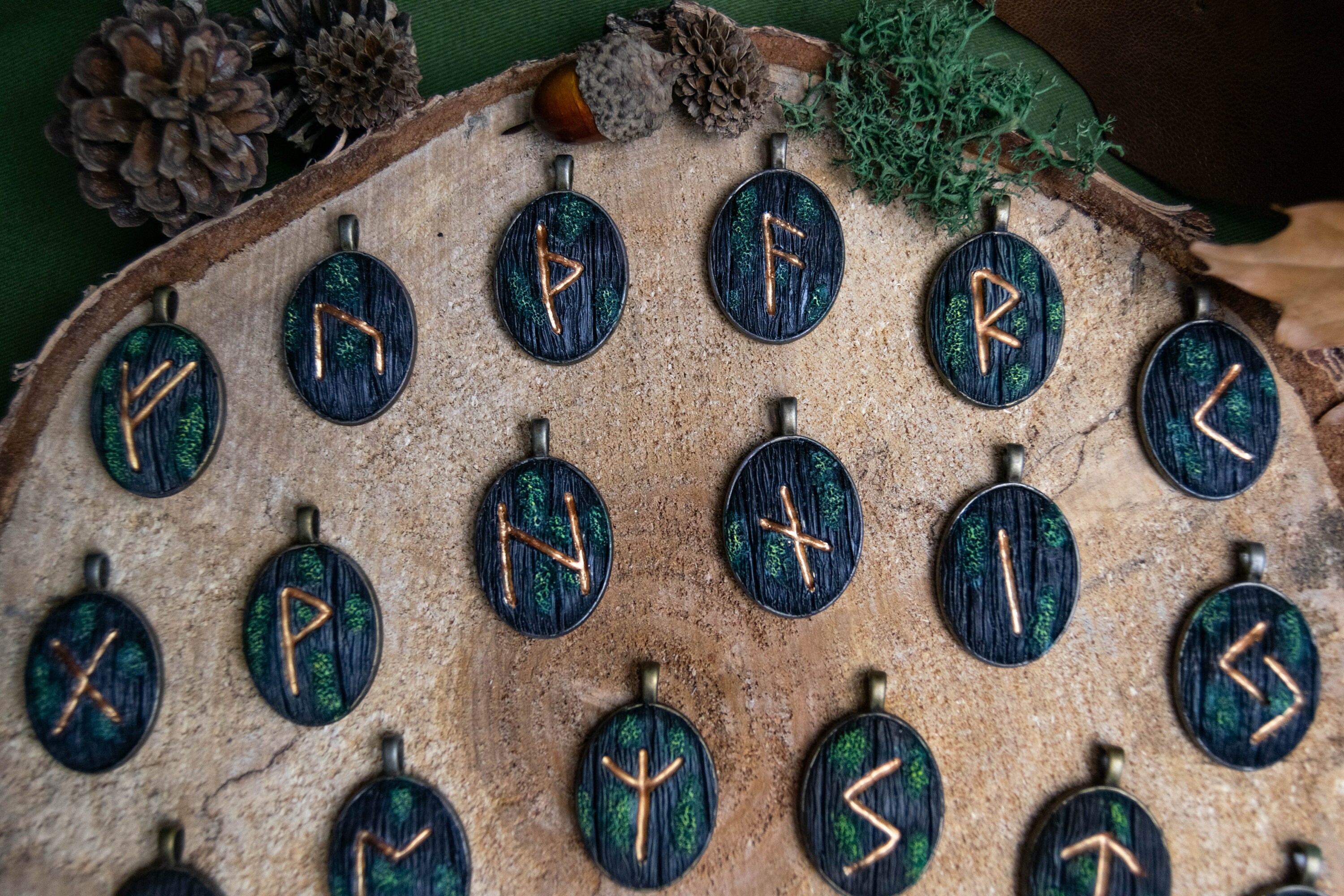 RUNES Pendants Old Futhark Forest Style in Polymer Clay - Etsy