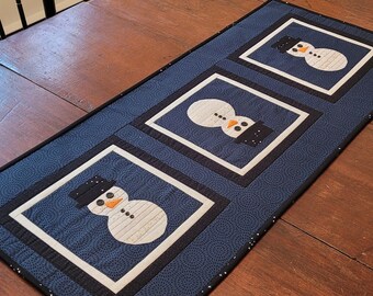 Red and Green Snowman Hand Appliqué Quilted Table Runner - Etsy