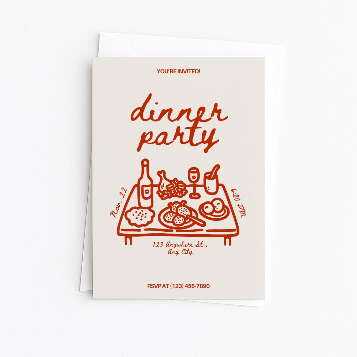 Dinner Party Invitation Template | Printable Dinner Brunch Party Invite ...