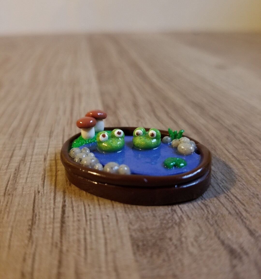 Mini Polymer Clay Froggy Pond Desk Figure / Artpoyaki - Etsy