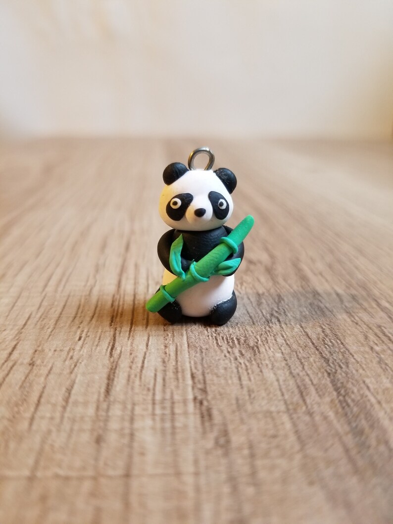 Cute Panda Holding Bamboo Polymer Clay Charm / Artpoyaki - Etsy