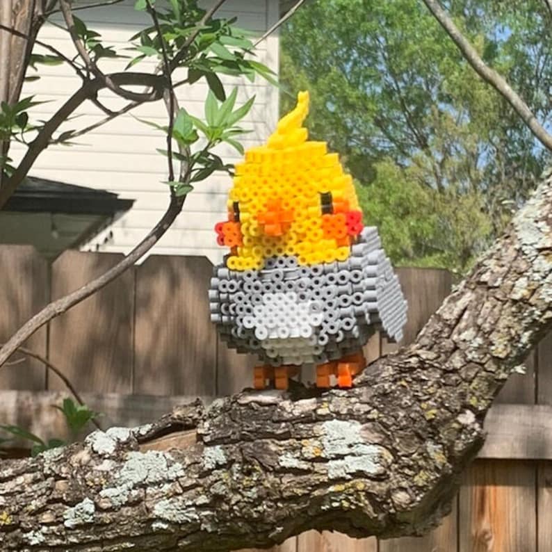 3d Gray Cockatiel Perler Bead - Etsy