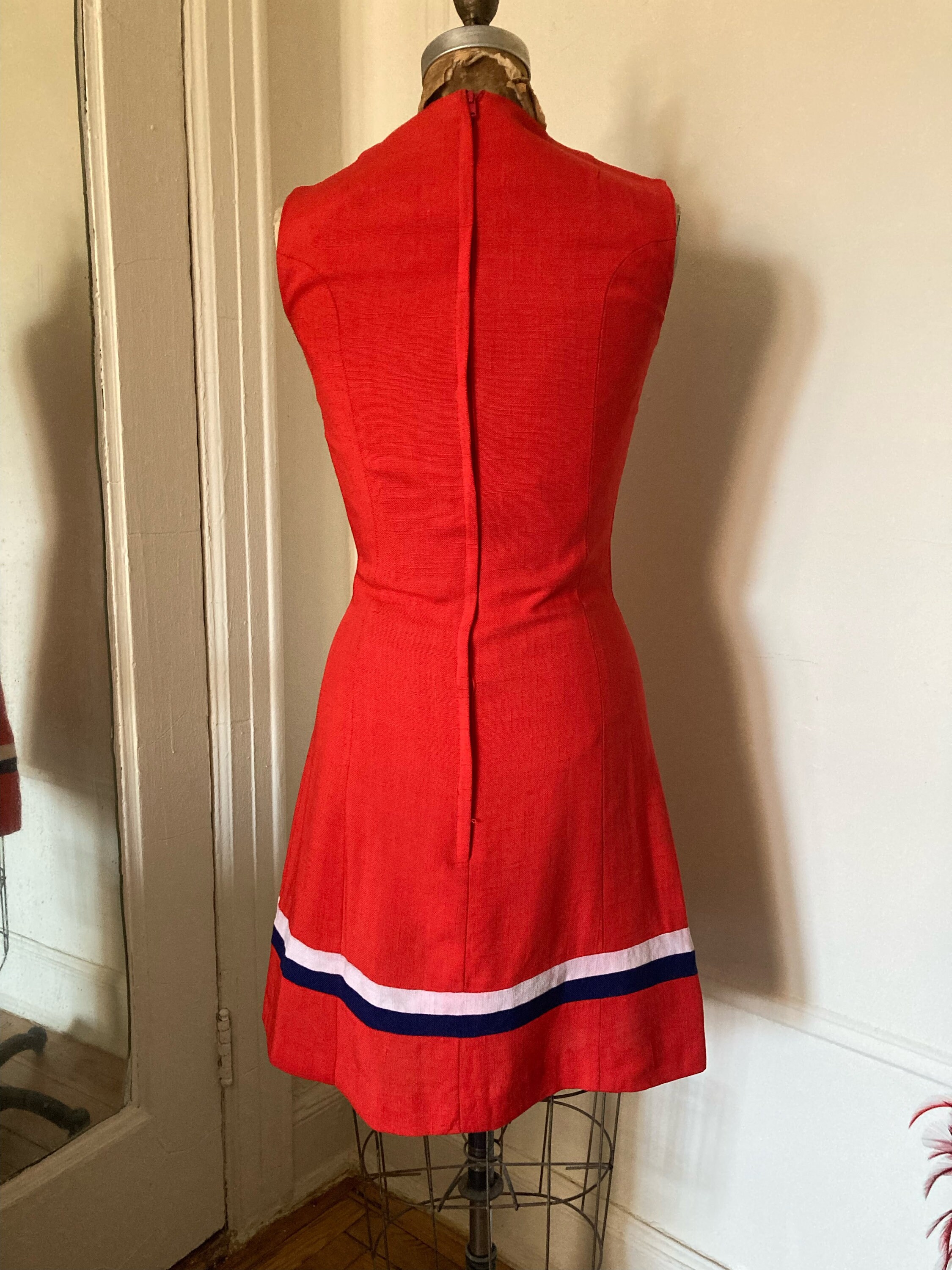 Red Shift Dress / Red White and Blue 60s Mod Scooter Dress / Red 60s ...