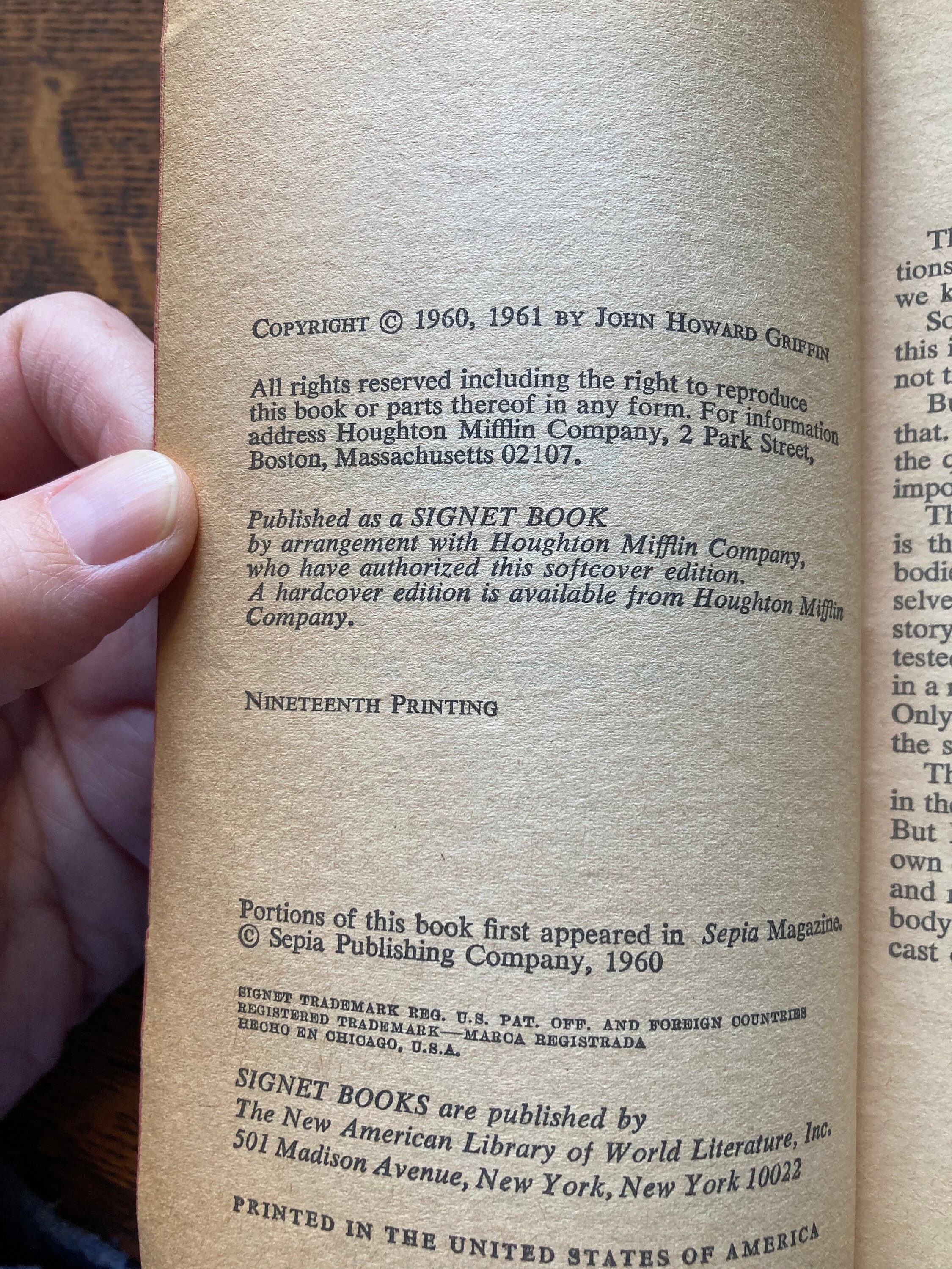 Black Like Me by John Howard Griffin, 1961 1st Edition, 19th Printing ...