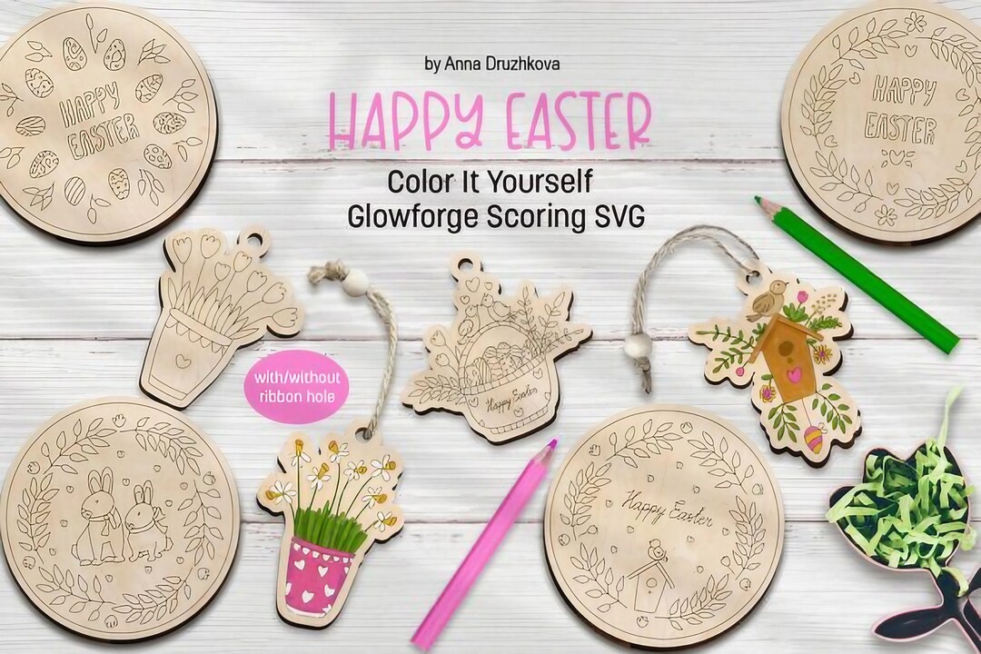 Happy Easter Glowforge Scoring SVG Set - Etsy