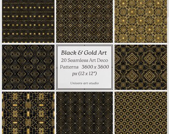 1920 Antique Gold Dark Anthracite Art Deco Digital Scrapbook Papers 10 ...