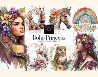 Watercolor Western Boho Clipart Bundle Boho Sublimation Design 31 PNG ...