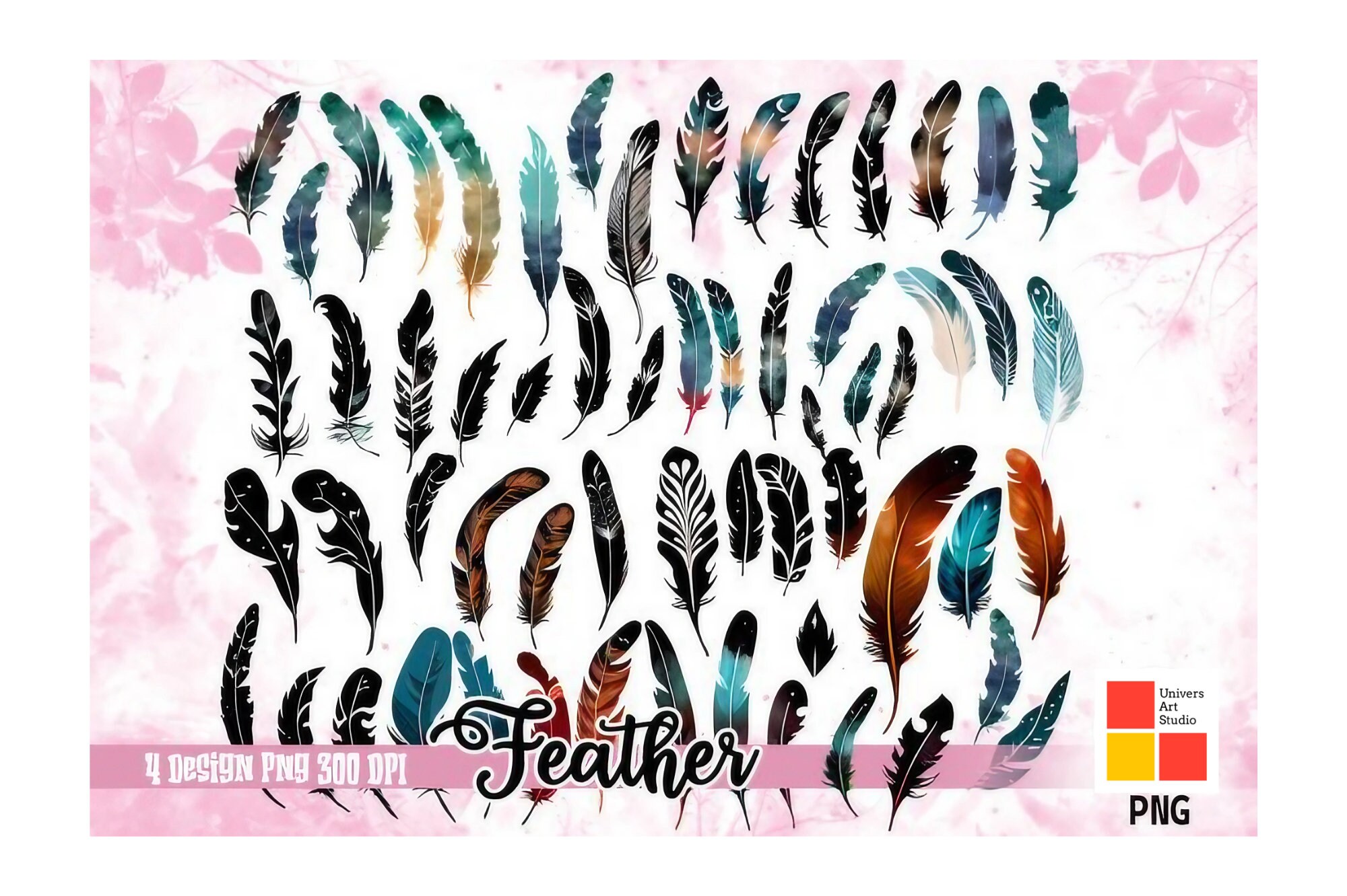 Feather Watercolor Sublimation Clipart - Etsy