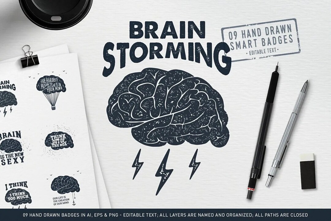 Brainstorming. 9 Smart Badges - Etsy