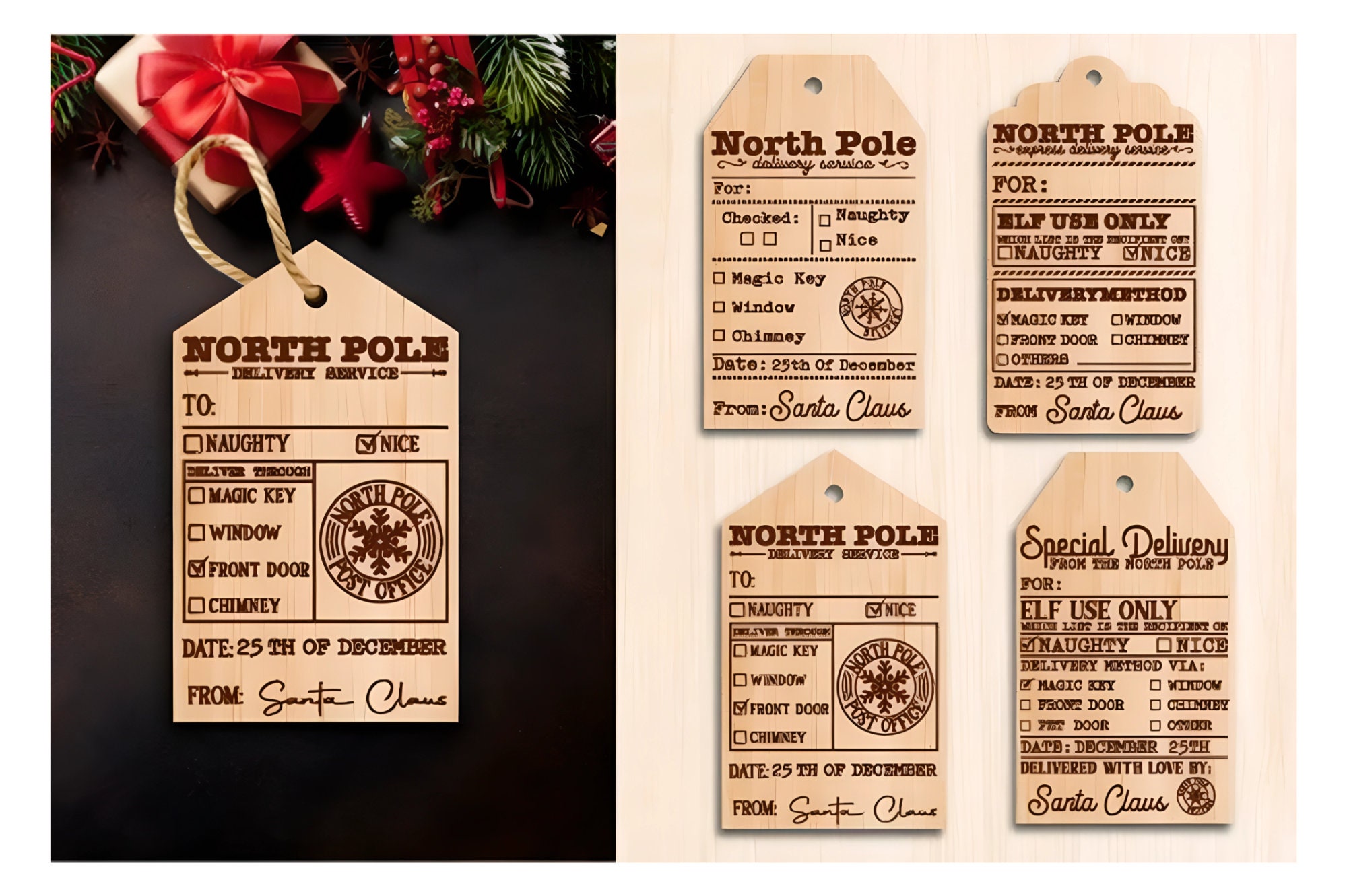 North Pole Delivery Tag Laser Cut Set - Etsy