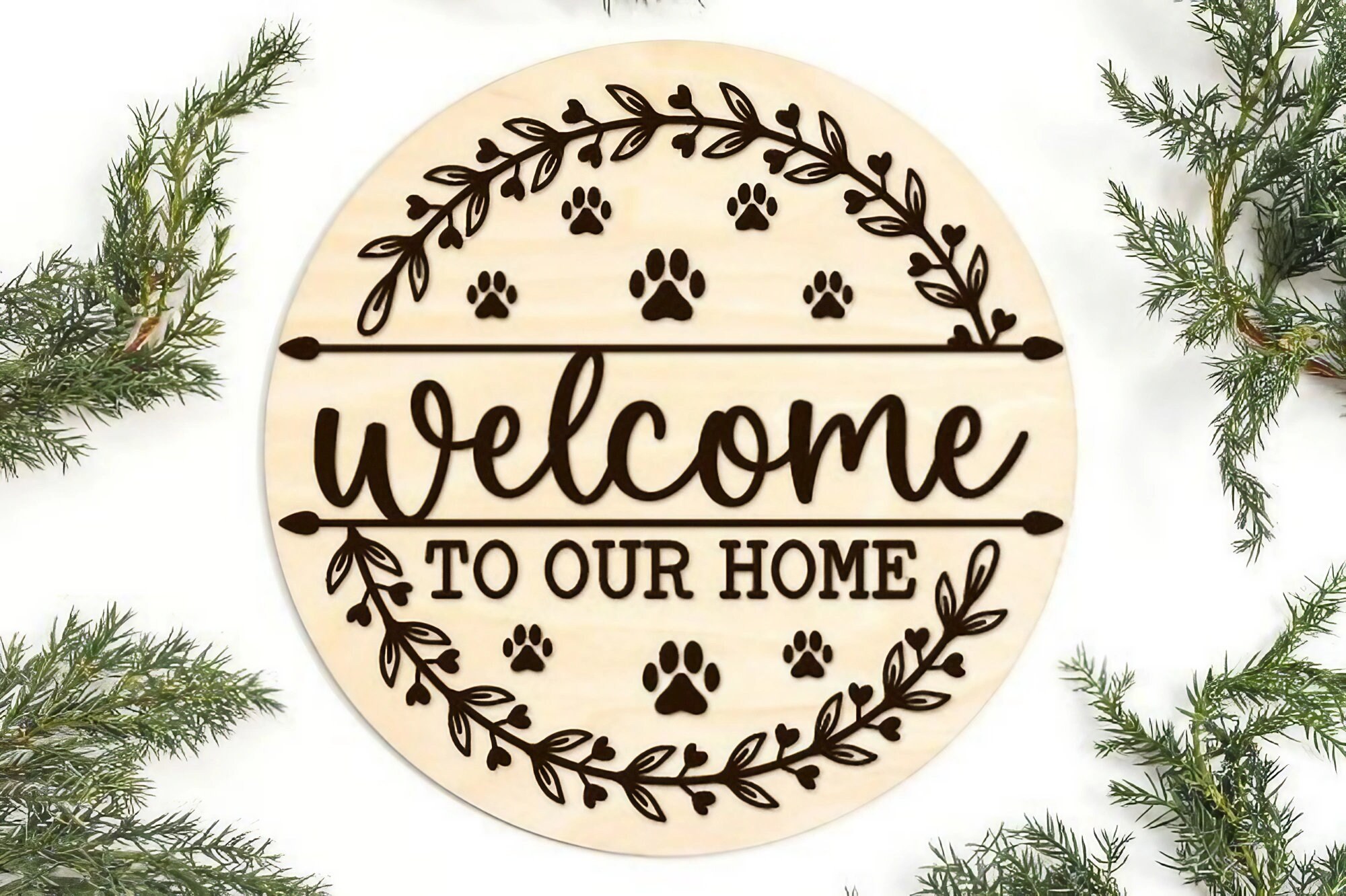 Floral Laser Cut Welcome Door Sign Bundle SVG - Etsy