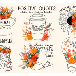 Positive Quotes Sublimation Bundle - Etsy