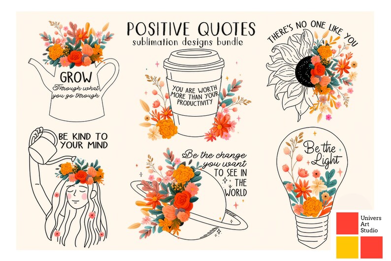 Positive Quotes Sublimation Bundle - Etsy