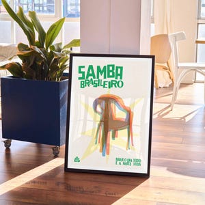 Retro Brazil Samba Poster, Colorful Brazilian Print, Modern Wall Art ...
