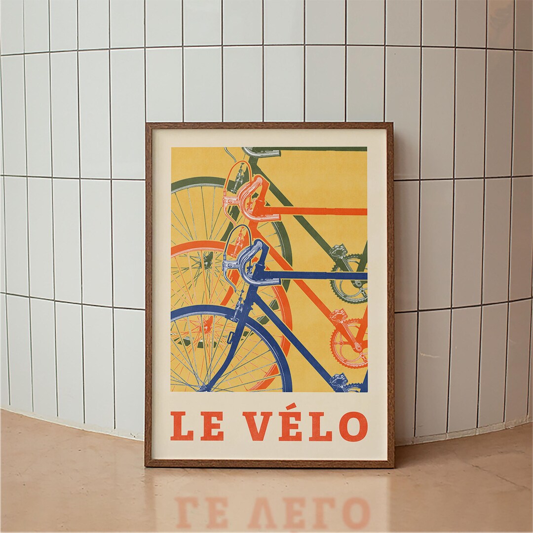 Le Vélo Print, Vintage Cycling Poster, Retro Bicycle Wall Art, French ...