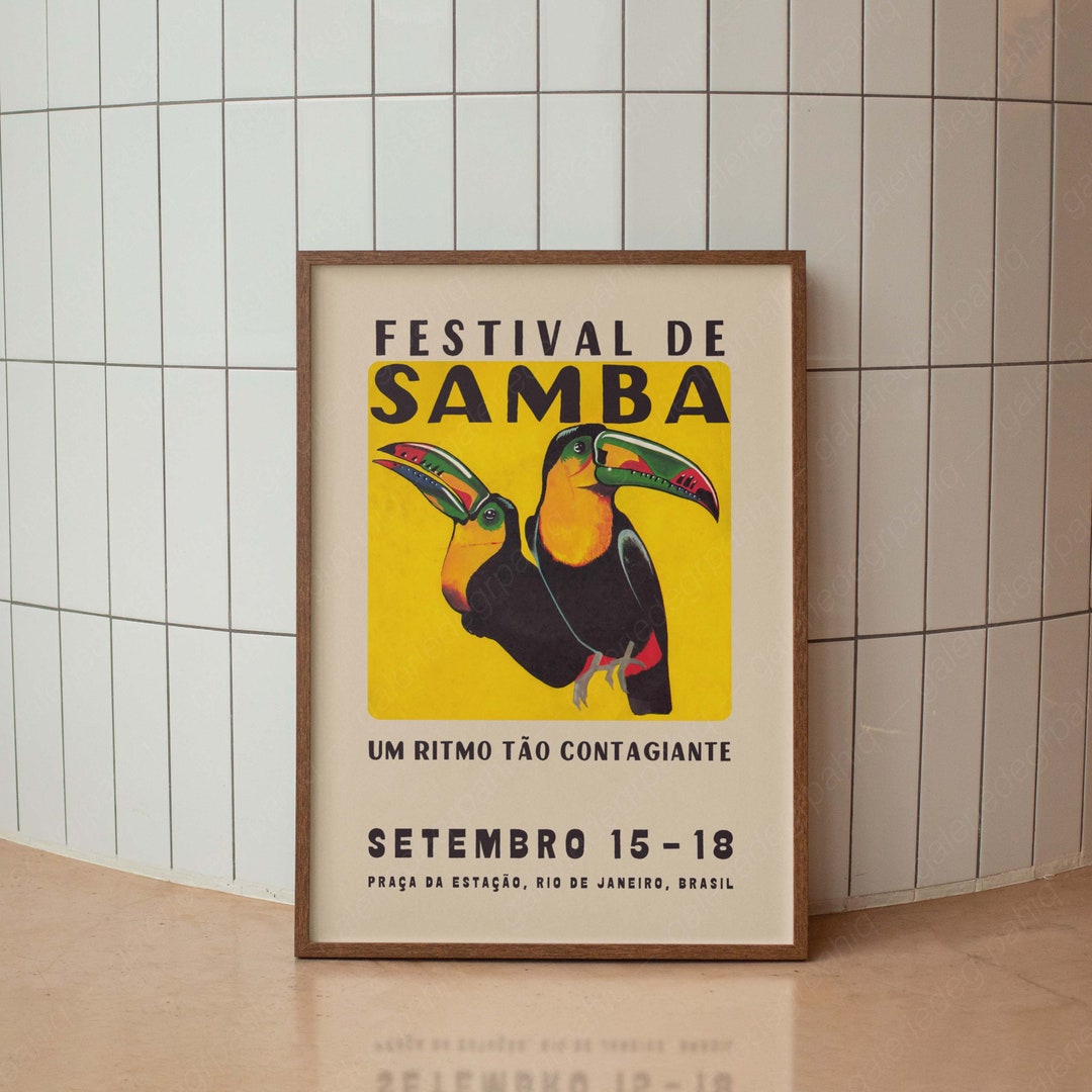 Toucan Brazil Samba Festival Poster, Vintage Poster, Typography Print ...