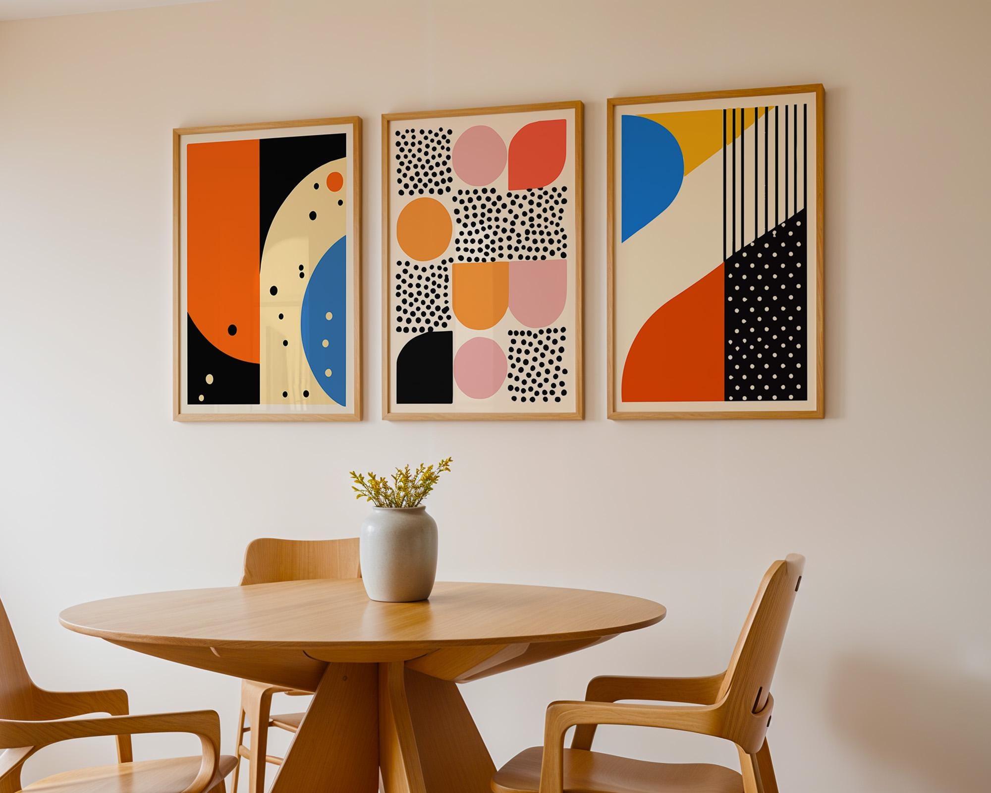 Abstract Colorful Mid Century Poster, Minimal Wall Art, Colorful Print ...