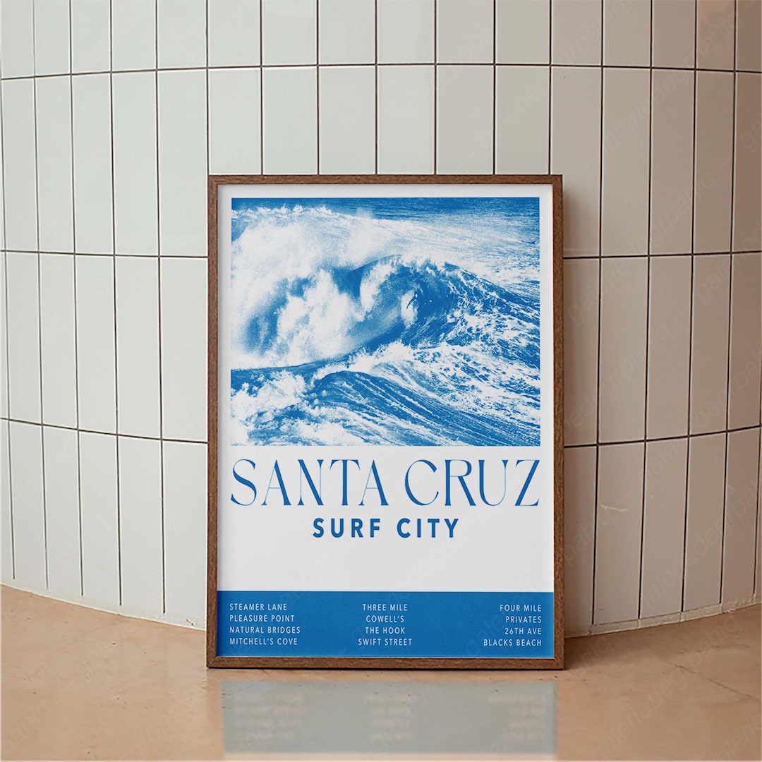 Modern Santa Cruz Surf City Poster, California Travel Print, Modern ...