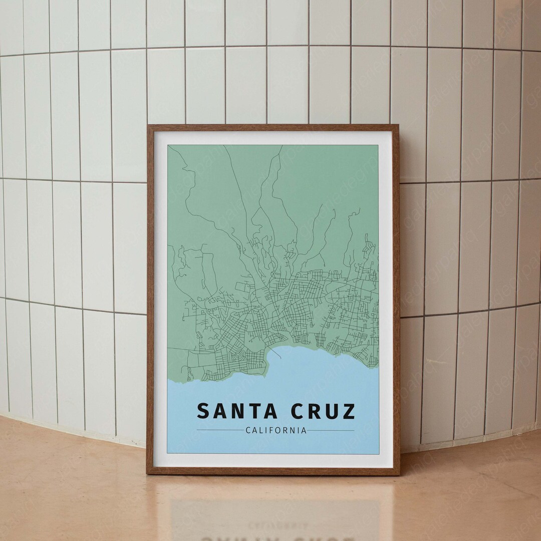 Printable Wall Art Map of Santa Cruz California UCSC Surfing - Etsy