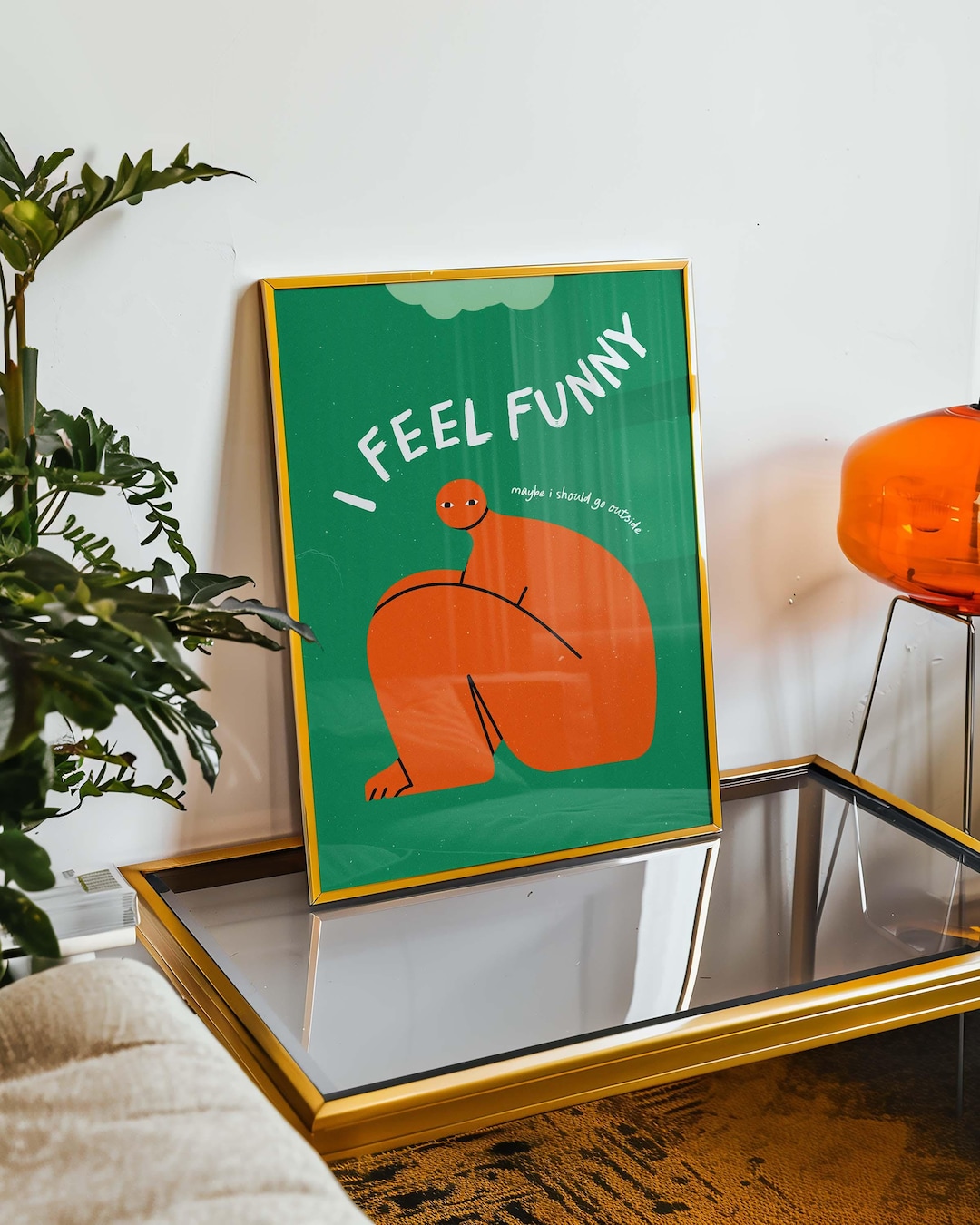 Retro I Feel Funny Character Poster, Minimal Typography Poster, Cute ...