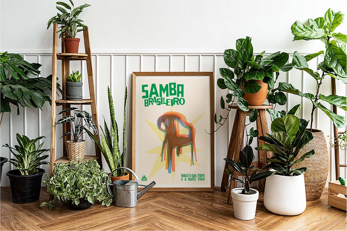 Retro Brazil Samba Poster, Colorful Brazilian Print, Modern Wall Art ...