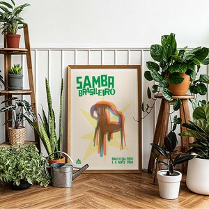 Retro Brazil Samba Poster, Colorful Brazilian Print, Modern Wall Art ...