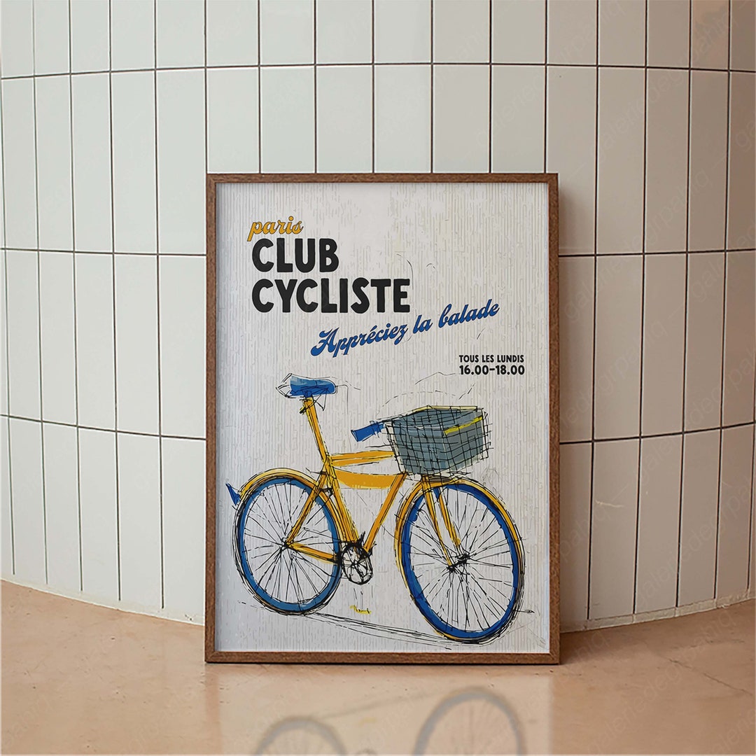 Retro Paris Cycling Club Poster, French Poster, Typography Print ...