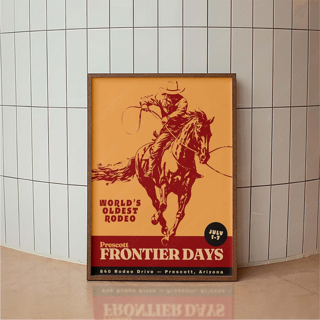 Frontier Days Rodeo Poster, Vintage Western Poster, Rodeo Print, Mid ...