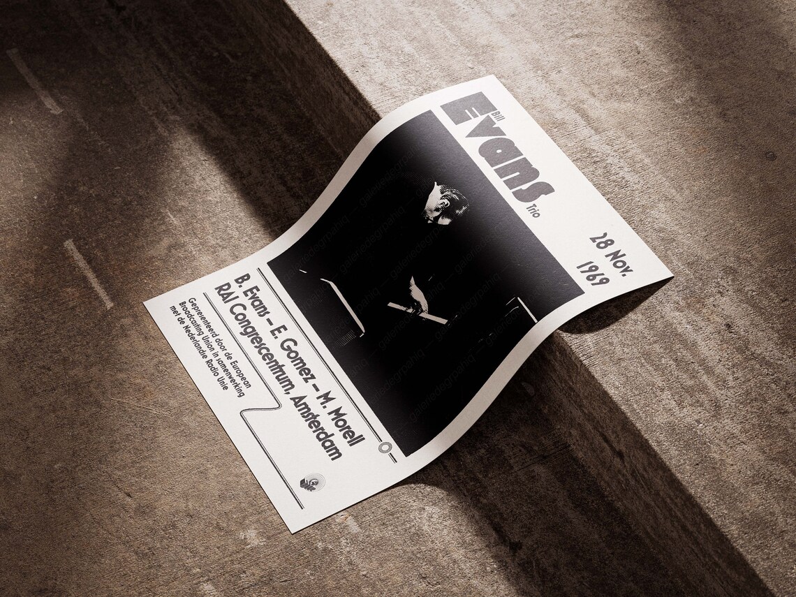 Bill Evans Concert Poster Black and White Minimal Typography Jazz ...
