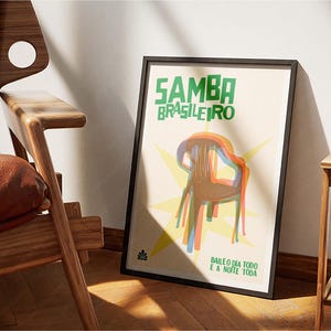Retro Brazil Samba Poster, Colorful Brazilian Print, Modern Wall Art ...