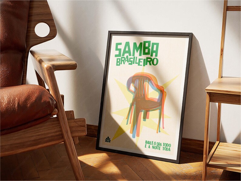 Retro Brazil Samba Poster, Colorful Brazilian Print, Modern Wall Art ...